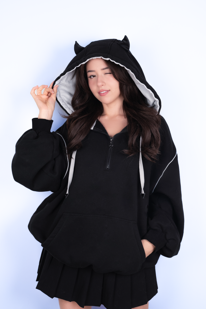 [PREORDER] POKI DEVIL QUARTER ZIP HOODIE – Pokimane x Ebiko